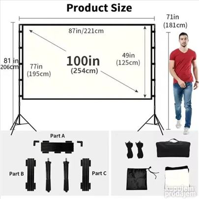 Platno 100 Visuapex za projektor sa postoljem