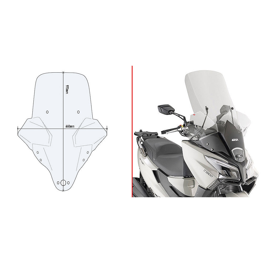 GIVI 6115DT vizir providni povišeni KYMCO X-Town 125-300 City (2020-2025)
