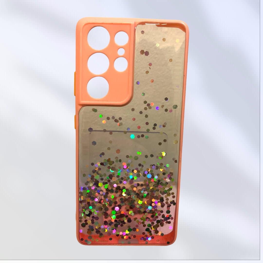 Maska Frame Glitter za Samsung S21 ultra roze