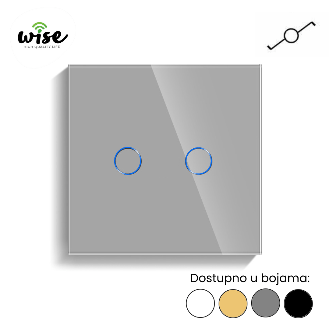 Wise naizmenični prekidač, 2 tastera, stakleni panel
