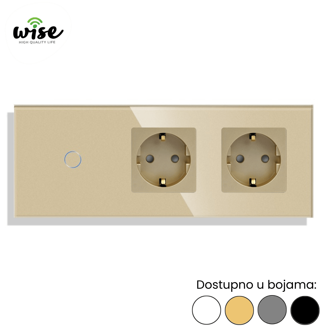 Wise modularni set standardni prekidač
1t + 2 utičnice, stakleni panel