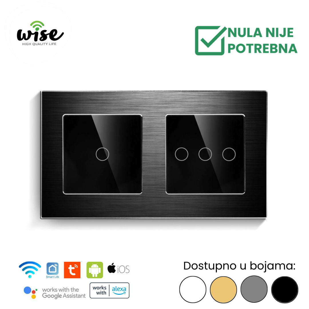 Wise pametni prekidač „bez nule“
4 tastera,  aluminijum