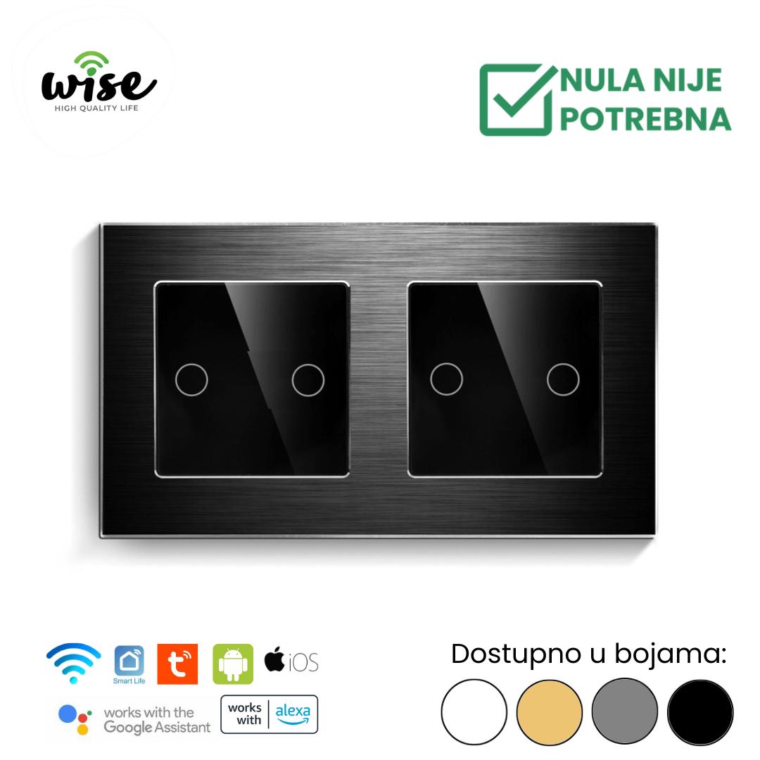 Wise pametni prekidač „bez nule“
4 tastera,  aluminijum