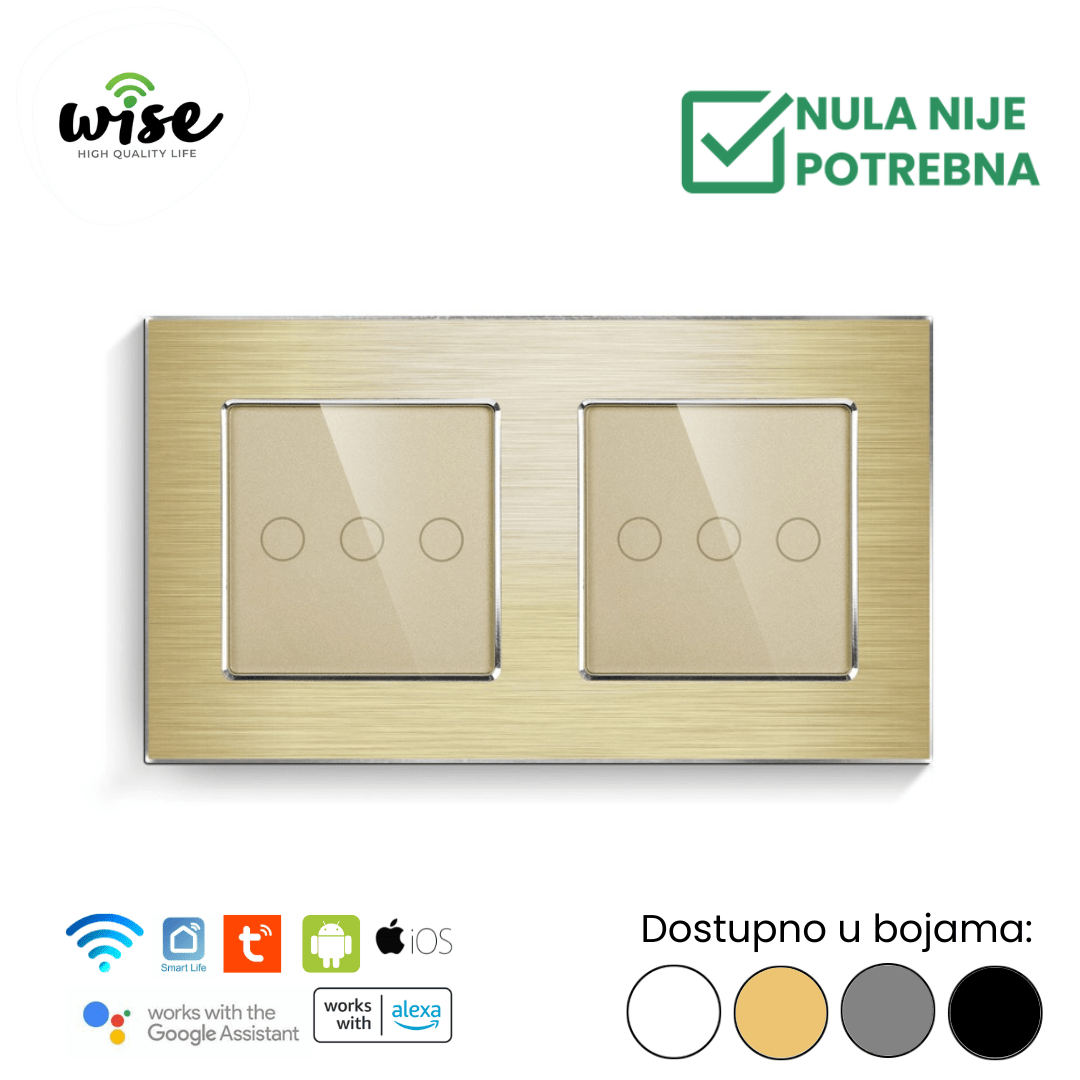 Wise pametni prekidač „bez nule“
6 tastera,  aluminijum