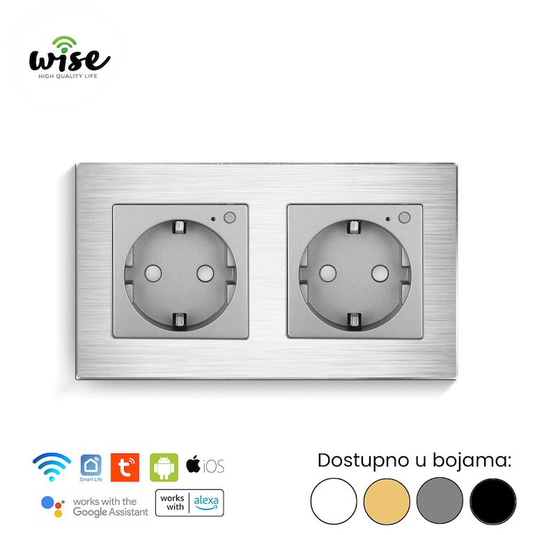 Wise pametna utičnica, modularna dupla
16A – aluminijumski panel