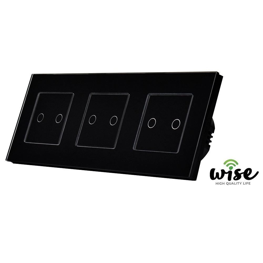 Wise pametni prekidač, 3 tastera – stakleni beli panel