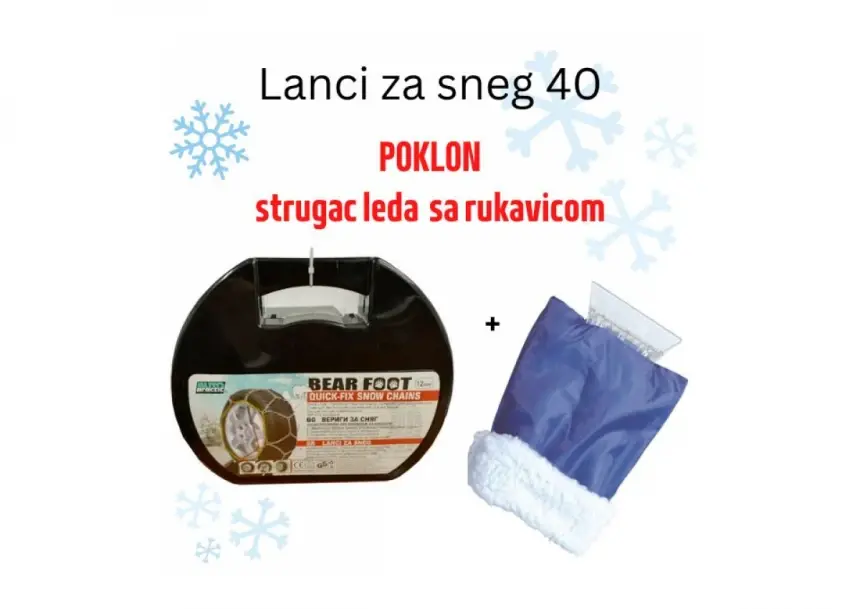 Lanci za sneg 40 poklon Strugač leda sa rukavicom