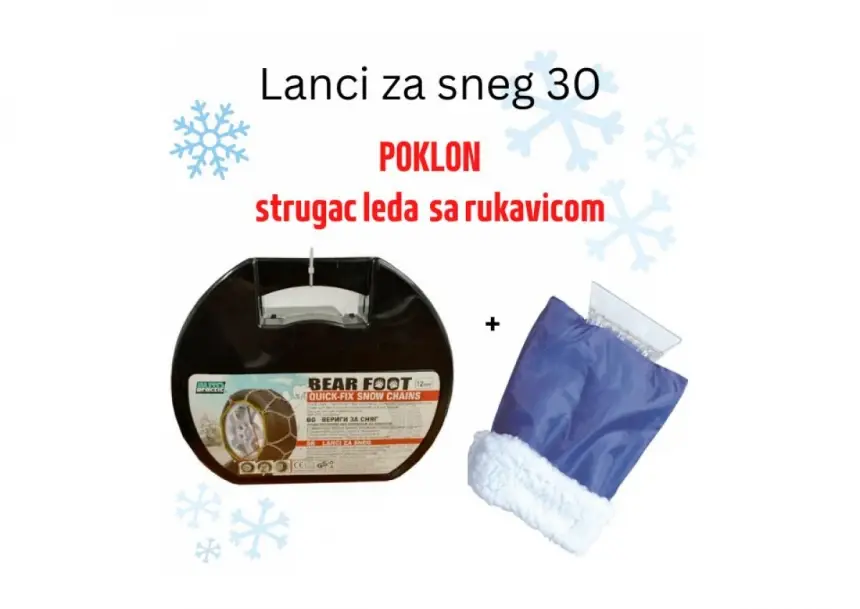Lanci za sneg 30 plus poklon Strugač leda sa rukavicom