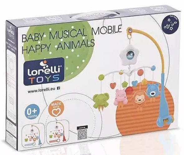 Muzička vrteška za krevetac na navijanje Happy Animals Lorelli