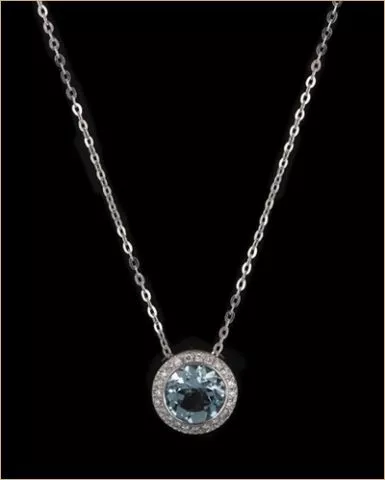 Ogrlica Belo zlato, Akvamarin round cut O-025