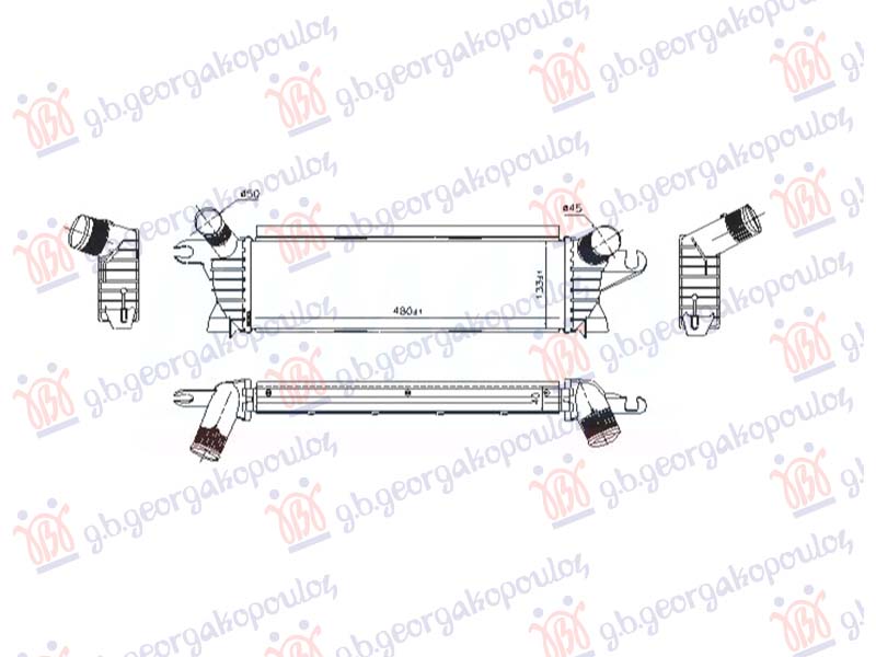 HLADNJAK INTERKULERA 1.9 DCI DIZEL 00- (480×133) (NISSENS) NISSAN KUBISTAR (2003-2009) (OEM: 21410-00Q0C, 21410-00QAB, 2141000Q0C)