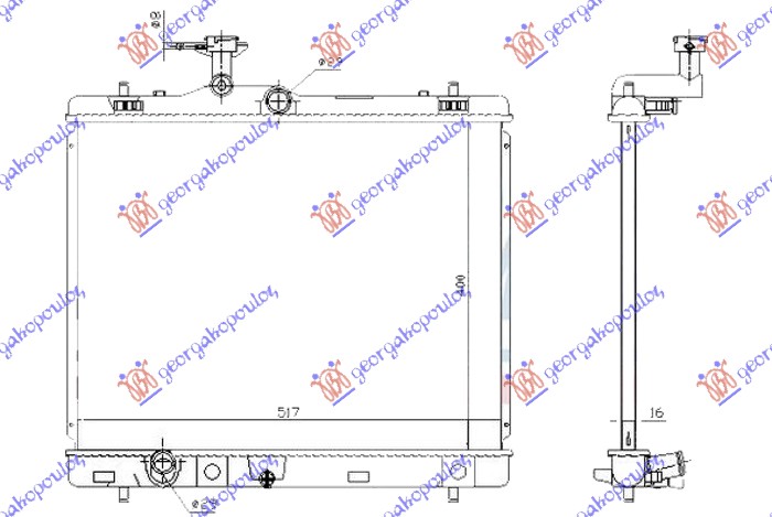 HLADNJAK MOTORA 1.2/1.4/1.6 BENZIN (400x540x16) (JAPAN) (KOYO) SUZUKI SWIFT H/B (2014-2017) (OEM: 1770071L00, 1770071L20)