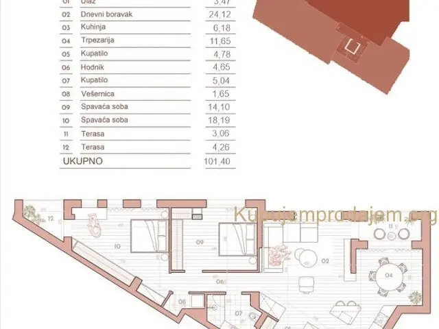 Centar, Dalmatinska, 3.0, 101,40m2 novogradnja