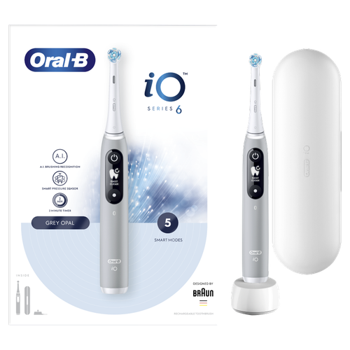 Oral-B iO6 Gray Opal Električna četkica za zube, Siva