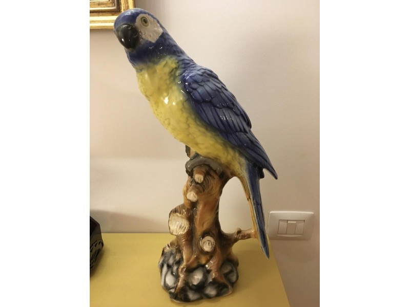 VELIKI PAPAGAJ MAJOLIKA FIGURA PORCELAN 55cm ITALY