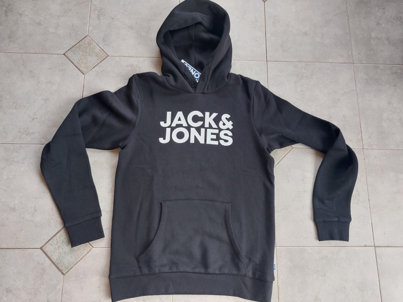 Jack&Jones crni duks sa kapuljacom S