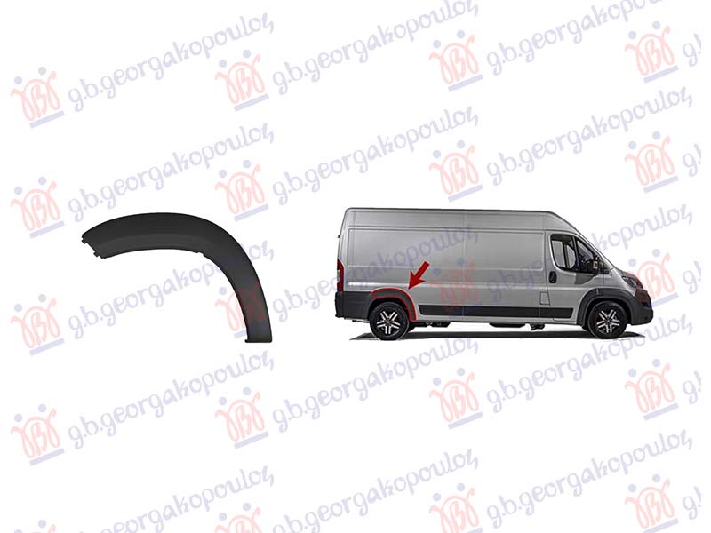 RUB PLASTICNI ZADNJEG BLATOBRANA CRNI Desna str. FIAT DUCATO (2020-) (OEM: 1685325580)