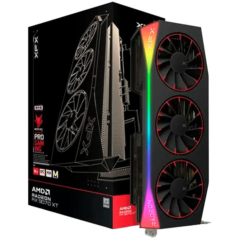 XFX Mercury AMD Radeon RX 9070XT OC Magnetic Air Edition with RGB 16GB GDDR6 HDMI 3xDP, AMD RDNA 4
