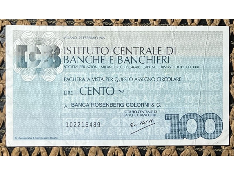 bankovni cek 1977.g Italija (9.)
