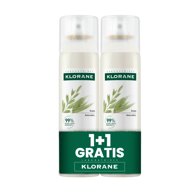 Klorane Ultra nežni suvi šampon sa zobi i ceramidima, 2x150 ml