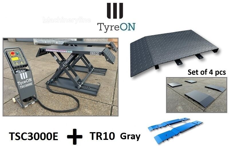 Nova TyreON TSC3000E mobile car lift 3T + TR10 low profile ramp set - gray makazasta platforma