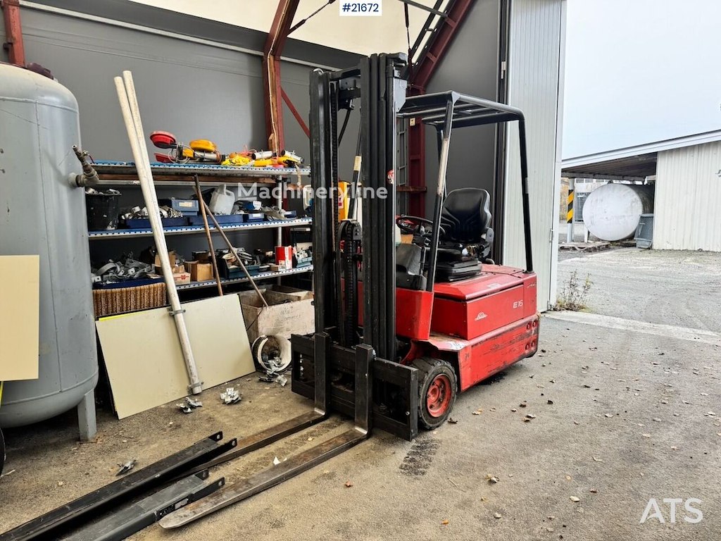 Linde Linde E16 EL Truck m/ forlengere viljuškar na tri točka