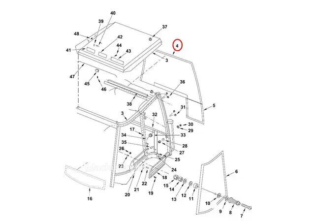 Terex 827/30481 vetrobransko staklo za Terex 760, 820, 860, 865, 960, 970 bagera-utovarivača