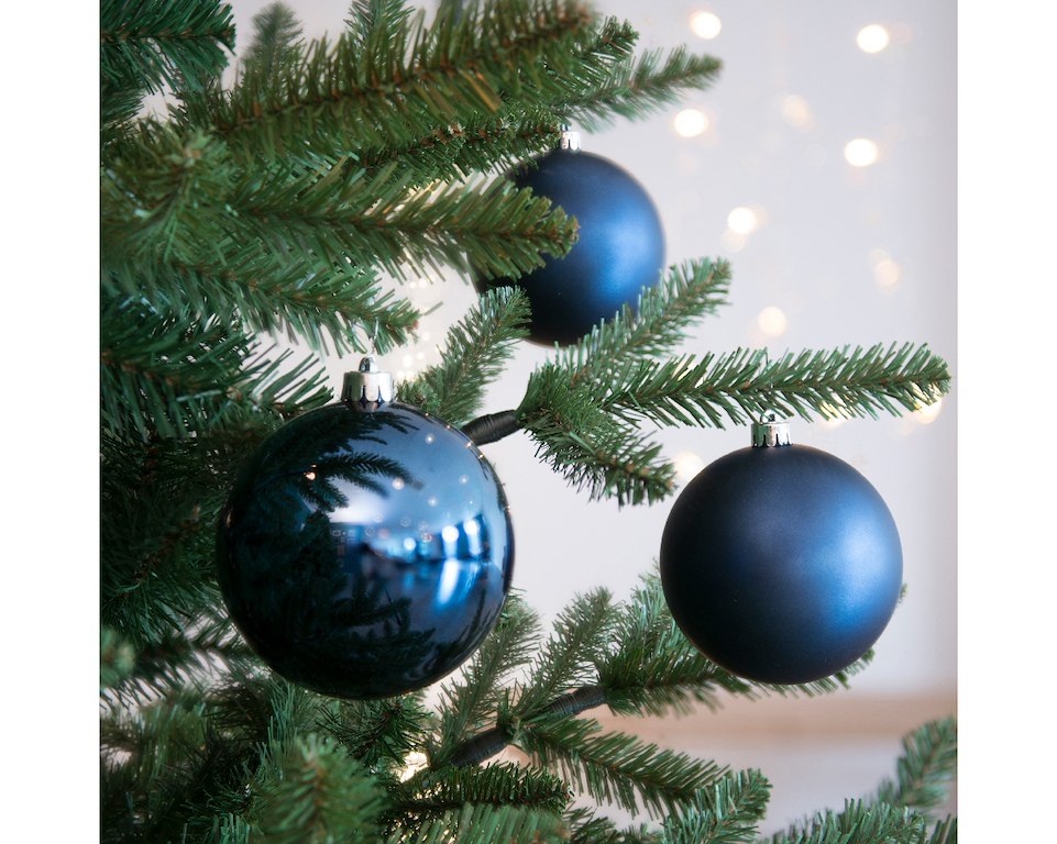 NG dekoracija - HANGING BAUBLE SET MIX 4pcs 10cm 022186 - Night blue - KMG