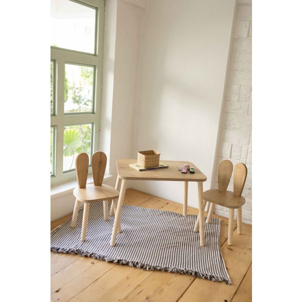 HANAH HOME Set sto i 2 stolice za decu Bunny, braon