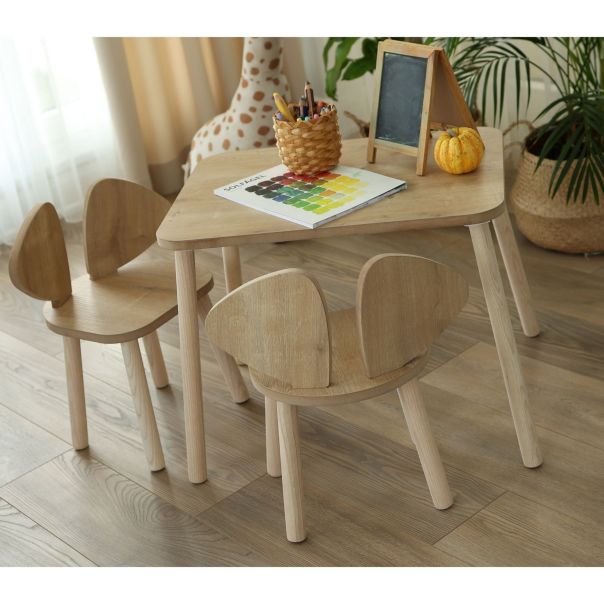 HANAH HOME Set sto i 2 stolice za decu Mickey, svetlobraon