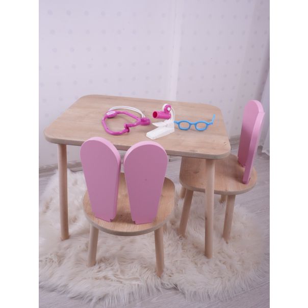 HANAH HOME Set sto i stolica za decu Bunny, roze/svetlobraon