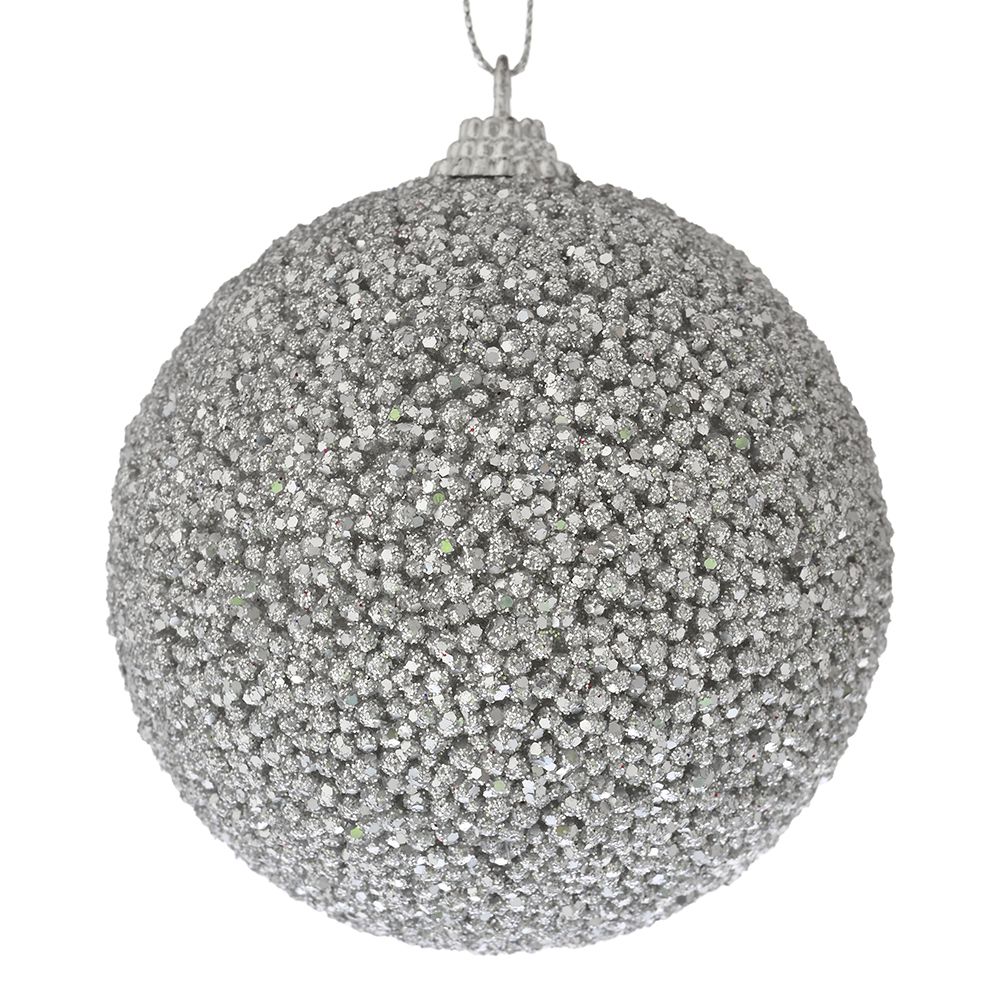 NG ukras SILVER GLITTER POLYFOAM BALL ORNAMENT SET/6 8CM 79405 - ILD