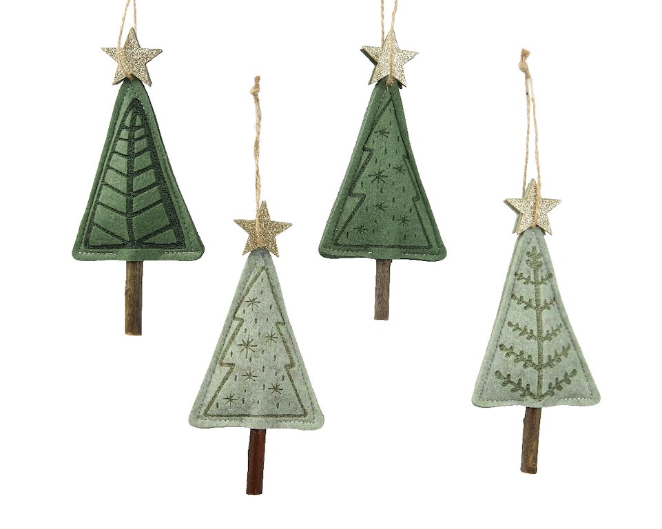 NG dekoracija - HANGING TREE FELT 14cm 386808 - Green - KMG