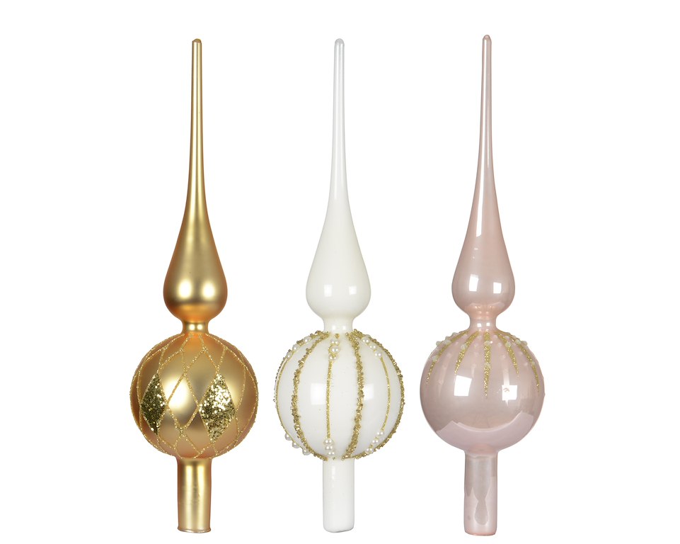 NG dekoracija - TREETOPPER GLASS 31cm 170239 - Green/rose/gold - KMG