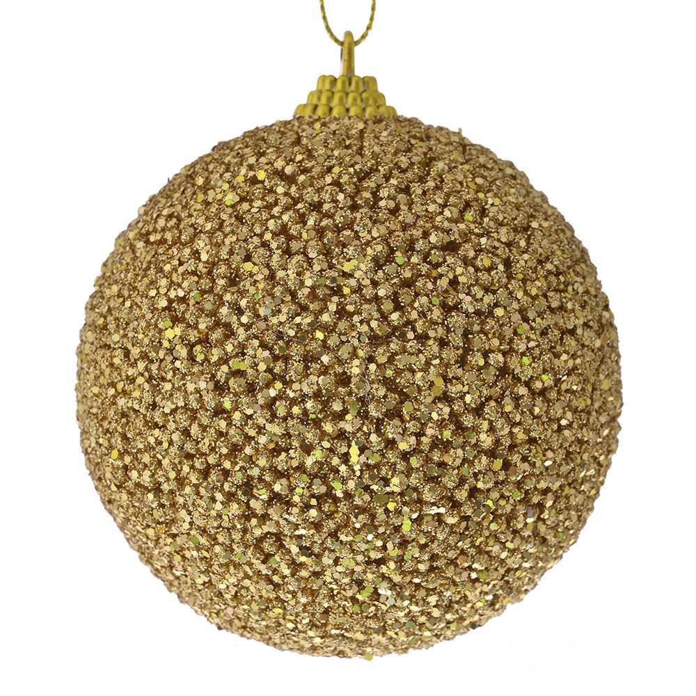 NG ukras GOLD GLITTER POLYFOAM BALL ORNAMENT SET/6 8CM 79403 - ILD