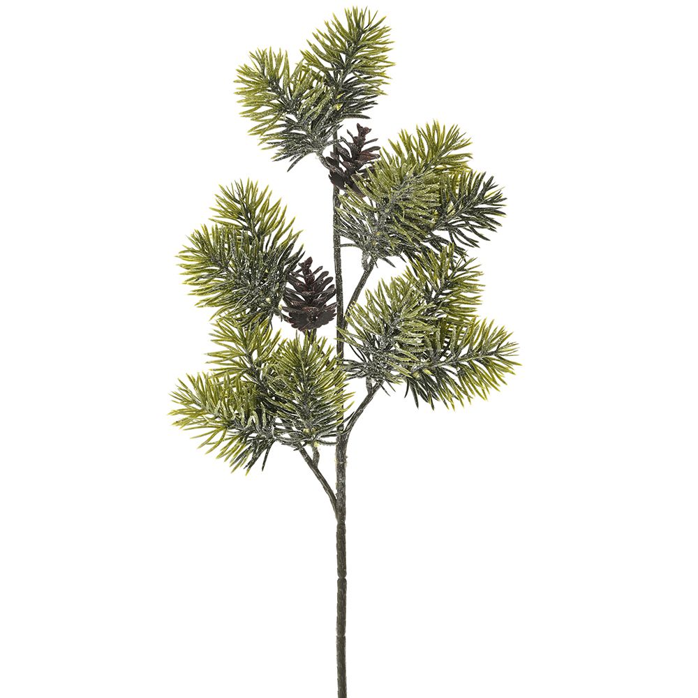 NG cvet GREEN PLASTIC PINE AND PINE CONE PICK 45CM 79695 - ILD