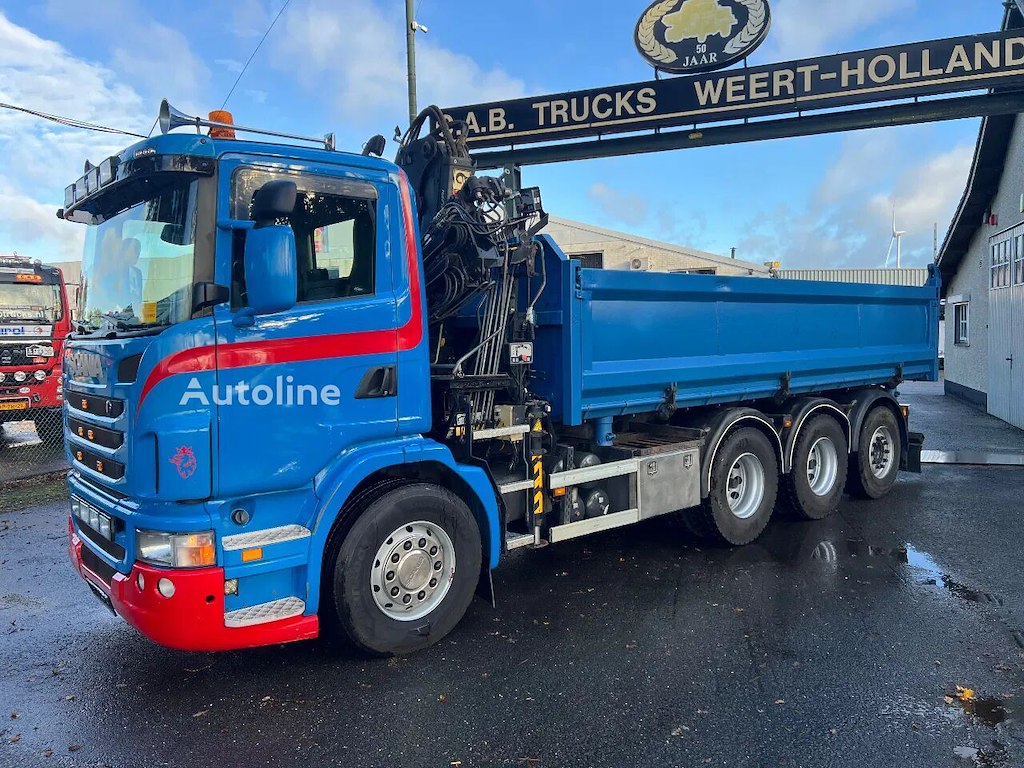 Scania R440 8x4 - Tridem - 2-zijdige Kipper hydraulisch zijbord - Kraan kiper