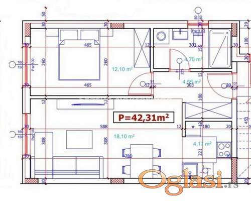 Futog-Lep Dvosoban stan 42 m2 u Izgradnji--065/385 8880