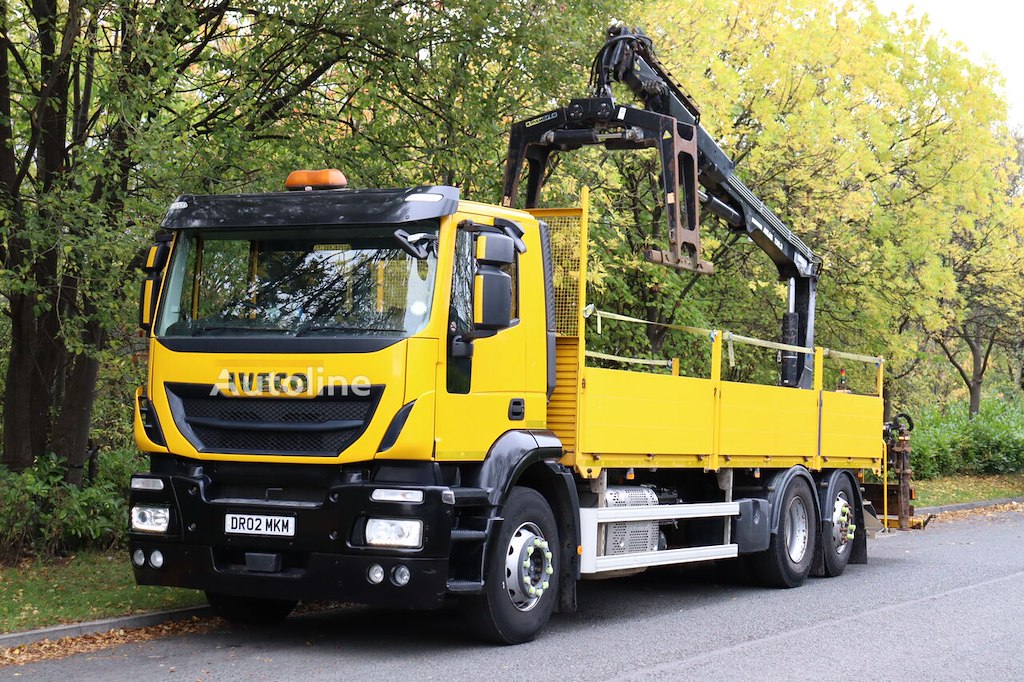 IVECO STRALIS 310 ATLAS 129.3 BRICK CRANE DROPSIDE (2016) kamion s ravnom platformom