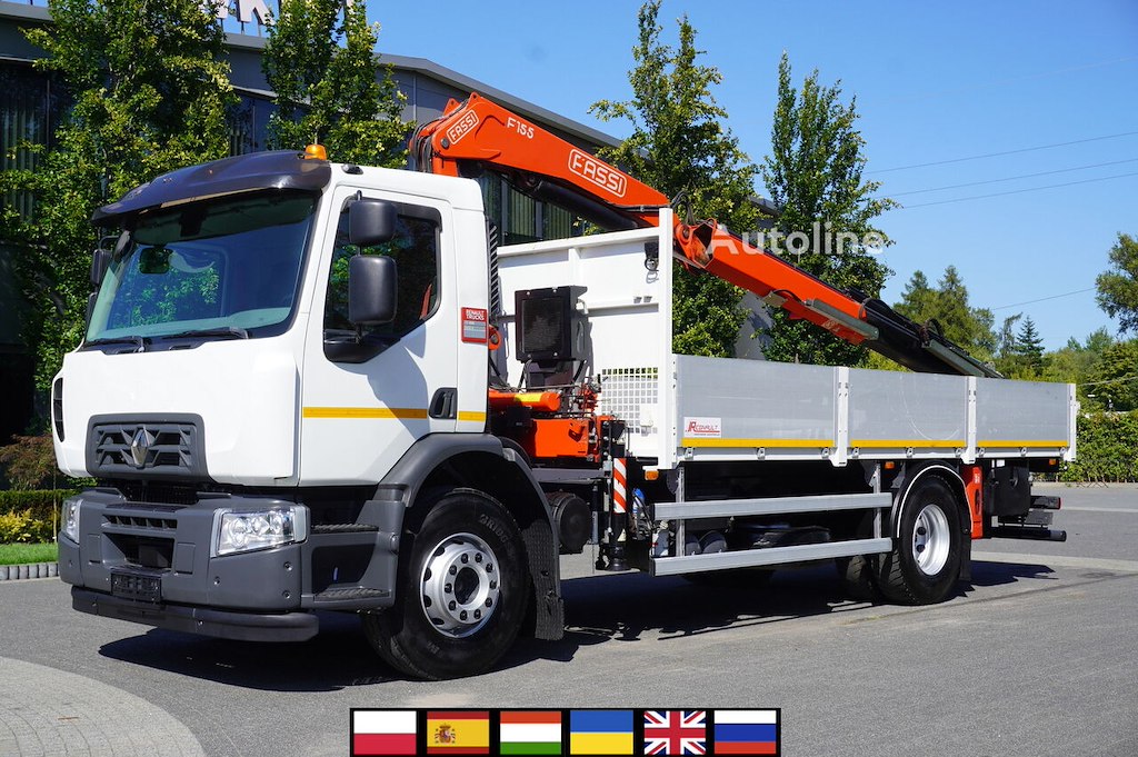 Renault C320 P 4x2 / FASSI crane 6.2 T / range 10 m / Flatbed 15 EPAL / kamion s ravnom platformom