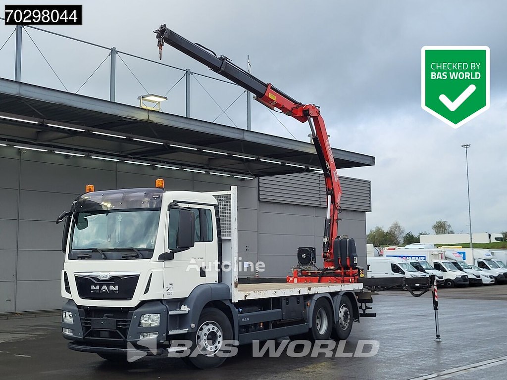 MAN TGS 26.360 6X2 Fassi F135A.0.22 Lift-Axle Euro 6 kamion s ravnom platformom