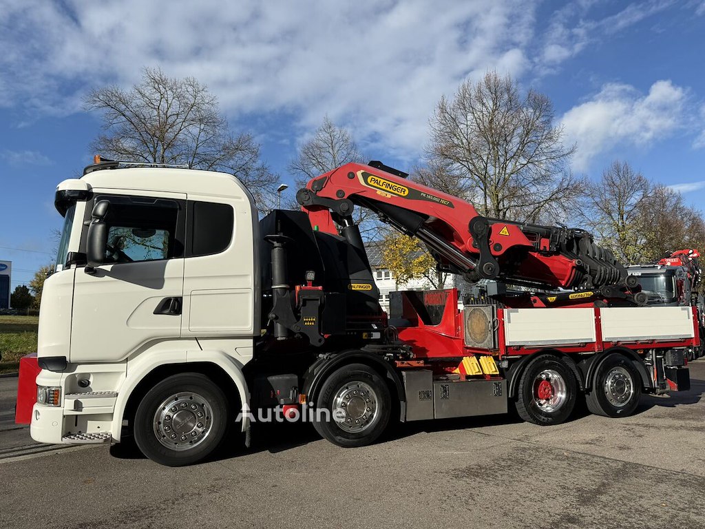 Scania R 490 8 x 2 x 6 | Palfinger PK 165.002 TEC7 G | JIB PJ 240 E DPS kamion s ravnom platformom