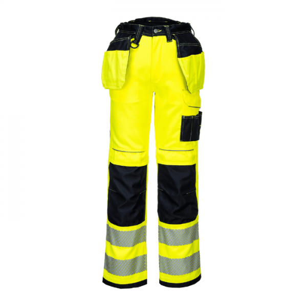 PW306 rastegljive Hi-vis pantalone sa džepovima na skidanje, žute