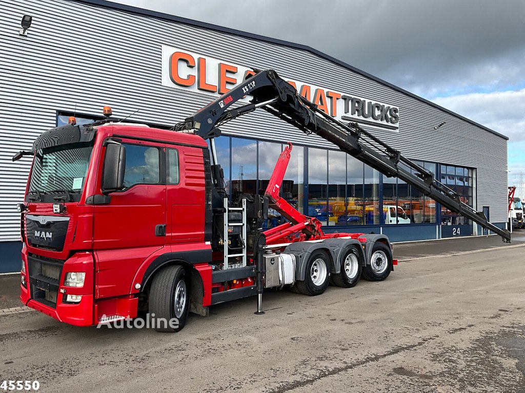MAN TGX 35.480 8x4 Euro 6 Hiab 28 Tonmeter laadkraan kamion rol kiper