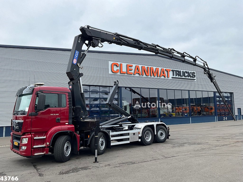 MAN TGS 35.480 8x4H Euro 6 HMF 40 Tonmeter laadkraan + Fly-Jib kamion rol kiper