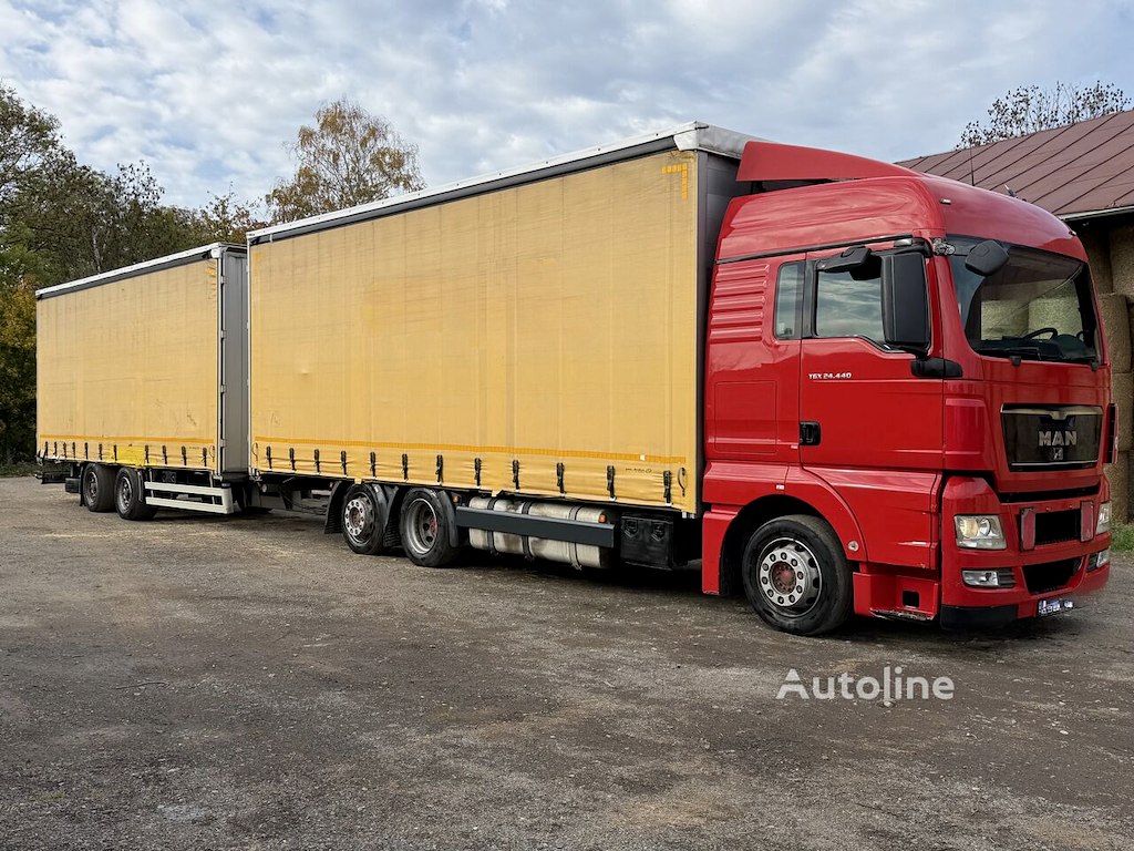MAN TGX 24.440 6x2 EURO 5 TRAILER G.T.S. JUMBO TRUCKS kamion sa klizna zavesa cerada + prikolica sa kliznom ceradom