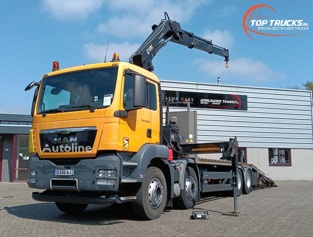 MAN TGS 35.360 8x2 - Hiab 16 TM Kraan, Machine transporter, Oprijwag autotransporter