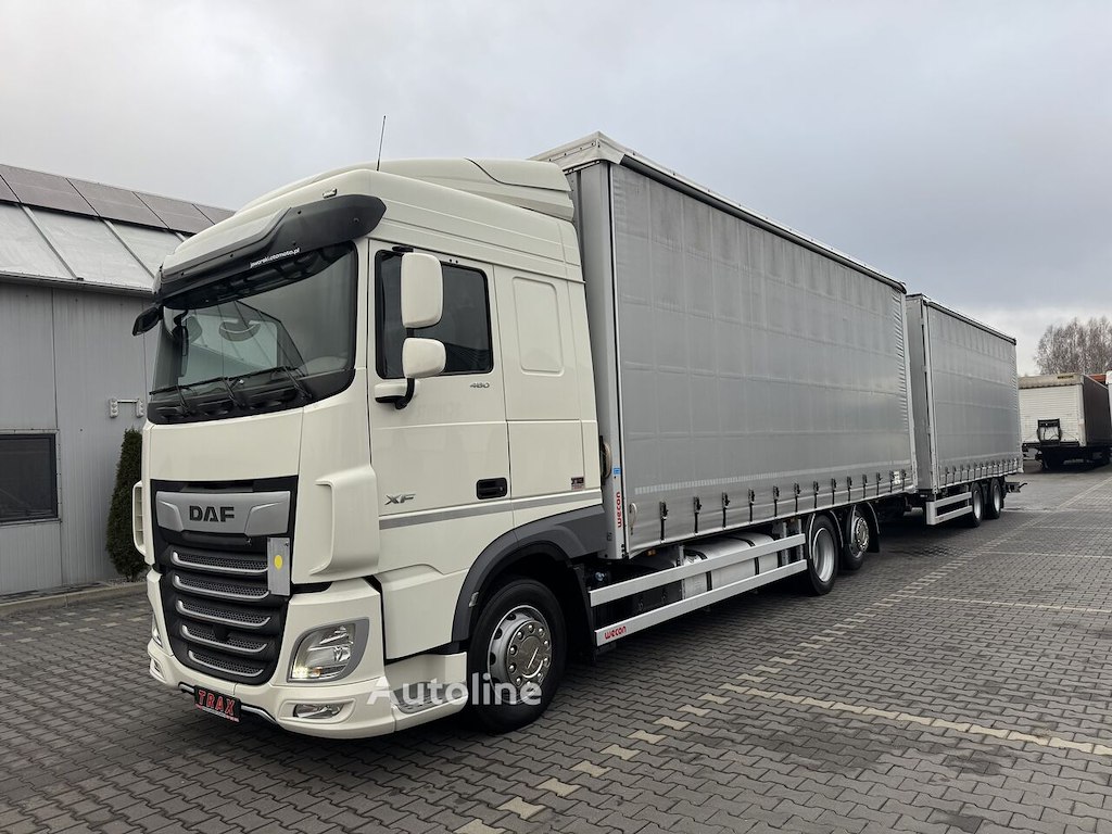 DAF XF 480 kamion s ceradom + prikolica sa ceradom