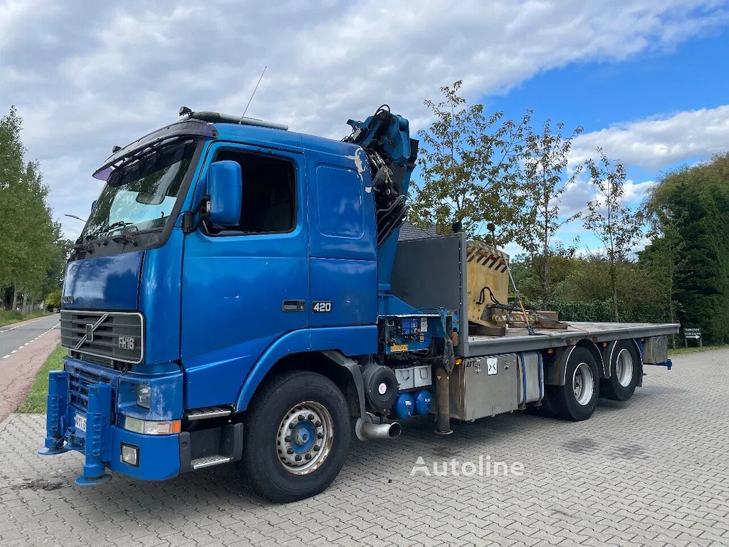 Volvo FH 16 FH16 420 with HMF 2820 crane with jib and front stamps VER kamion platforma