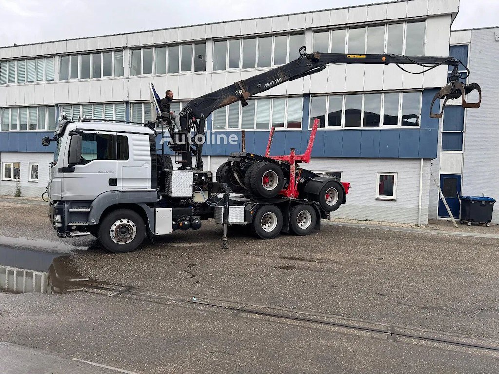 MAN TGS 33.480 6X4 + HIAB 251S.82 + TRAILER 2 AXLE KRAEMER kamion za prevoz drva + šumarska prikolica